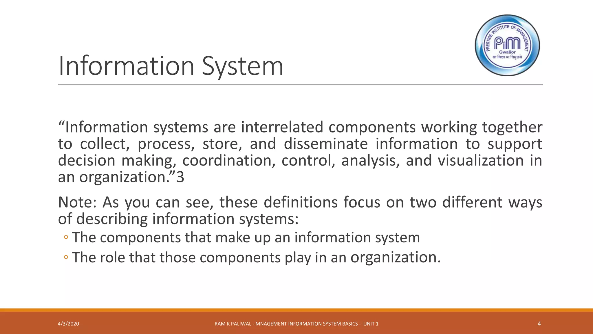 Management inofrmation system basics by ram k paliwal | PPT