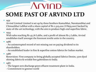 Management in textile industries (arvind mills ltd) | PPT | Free Download