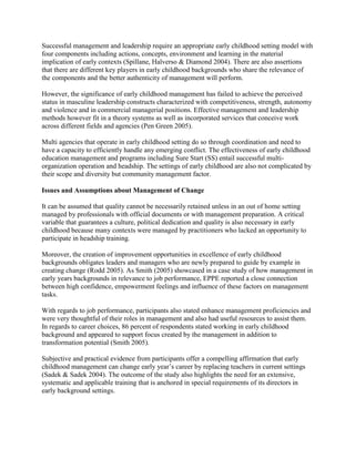 Management in the early years | PDF