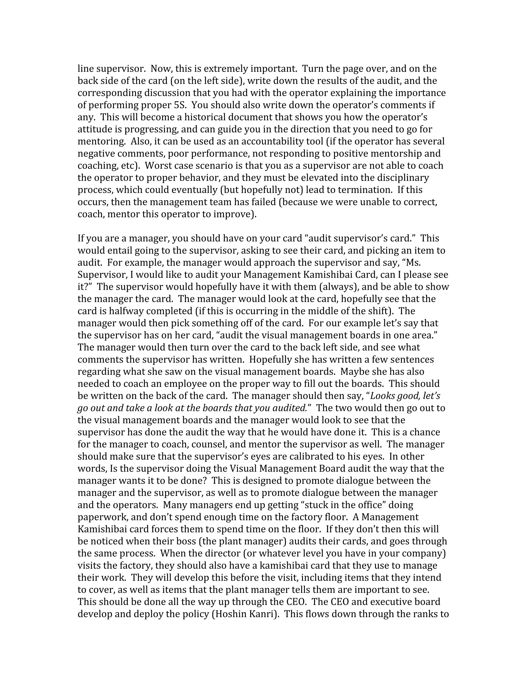 Management Kamishibai Cards As A Tool To Sustain Lean Progress | DOCX