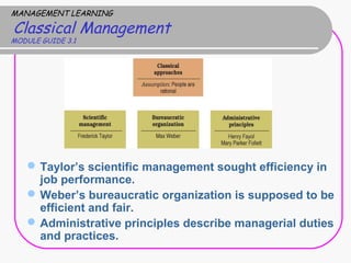 Management learning classical approaches | PPT