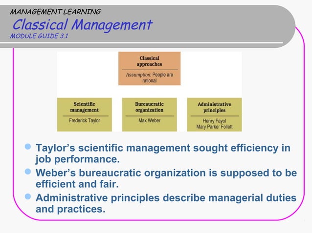 Management learning classical approaches | PPT | Business ...