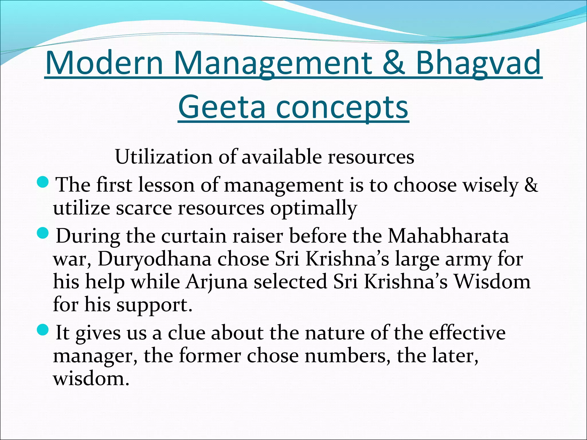 Management lessons from bhagvad geeta | PPT