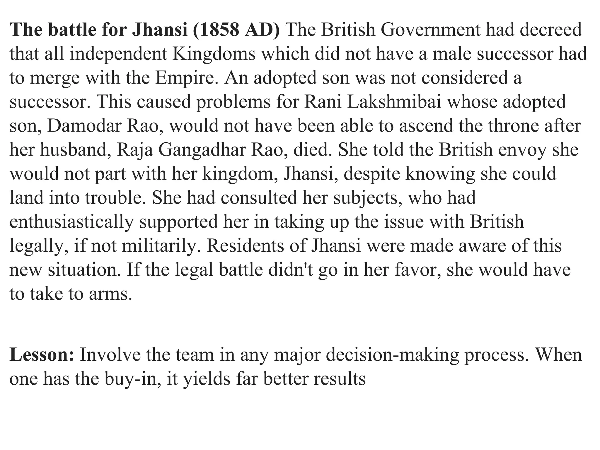 Management lessons from Rani of Jhansi | PPT