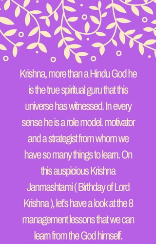 Management lessons to learn from the lord krishna | PDF