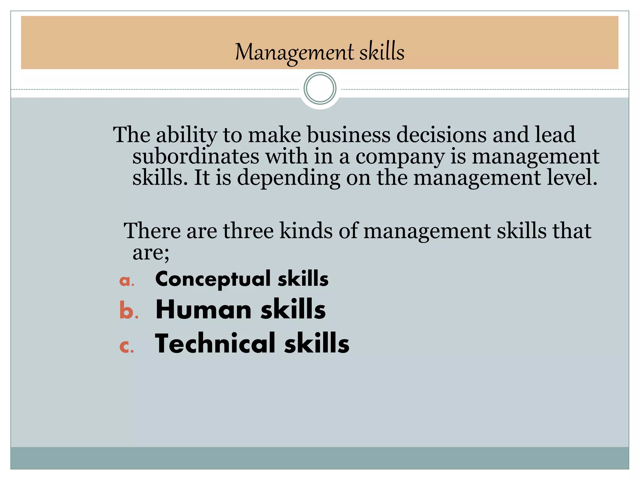 Management level and skills | PPTX