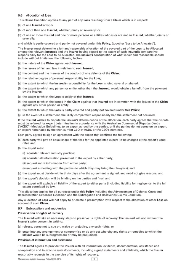 Vero Management liability policy wording | PDF