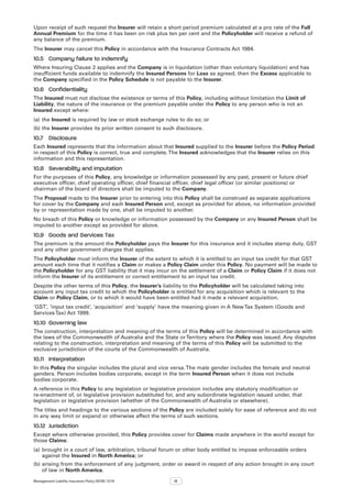 Vero Management liability policy wording | PDF