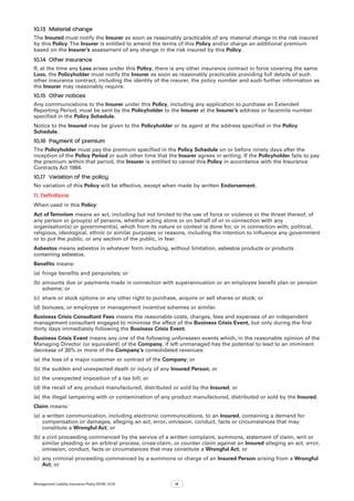 Vero Management liability policy wording | PDF