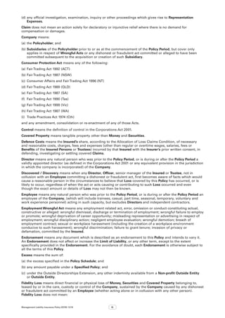 Vero Management liability policy wording | PDF