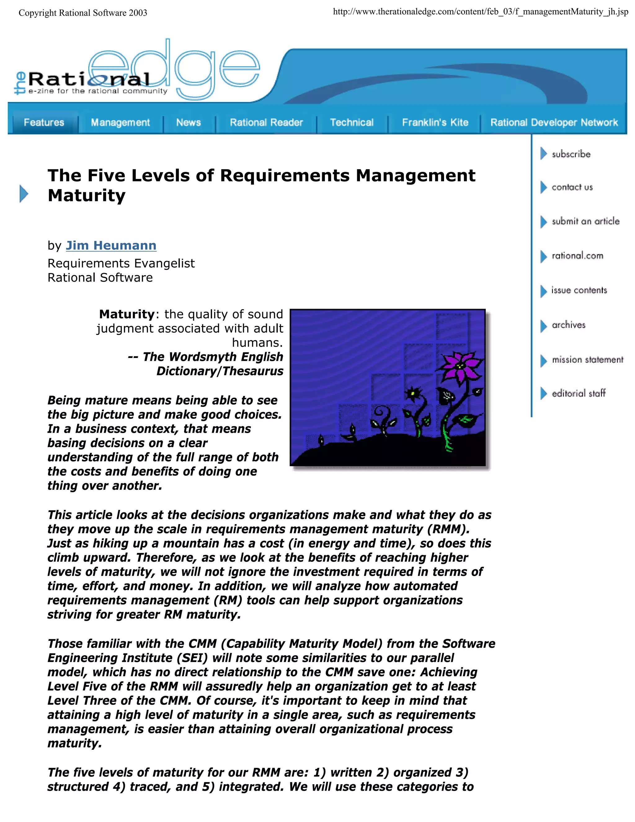 The Five Levels of Requirements Management Maturity | PDF
