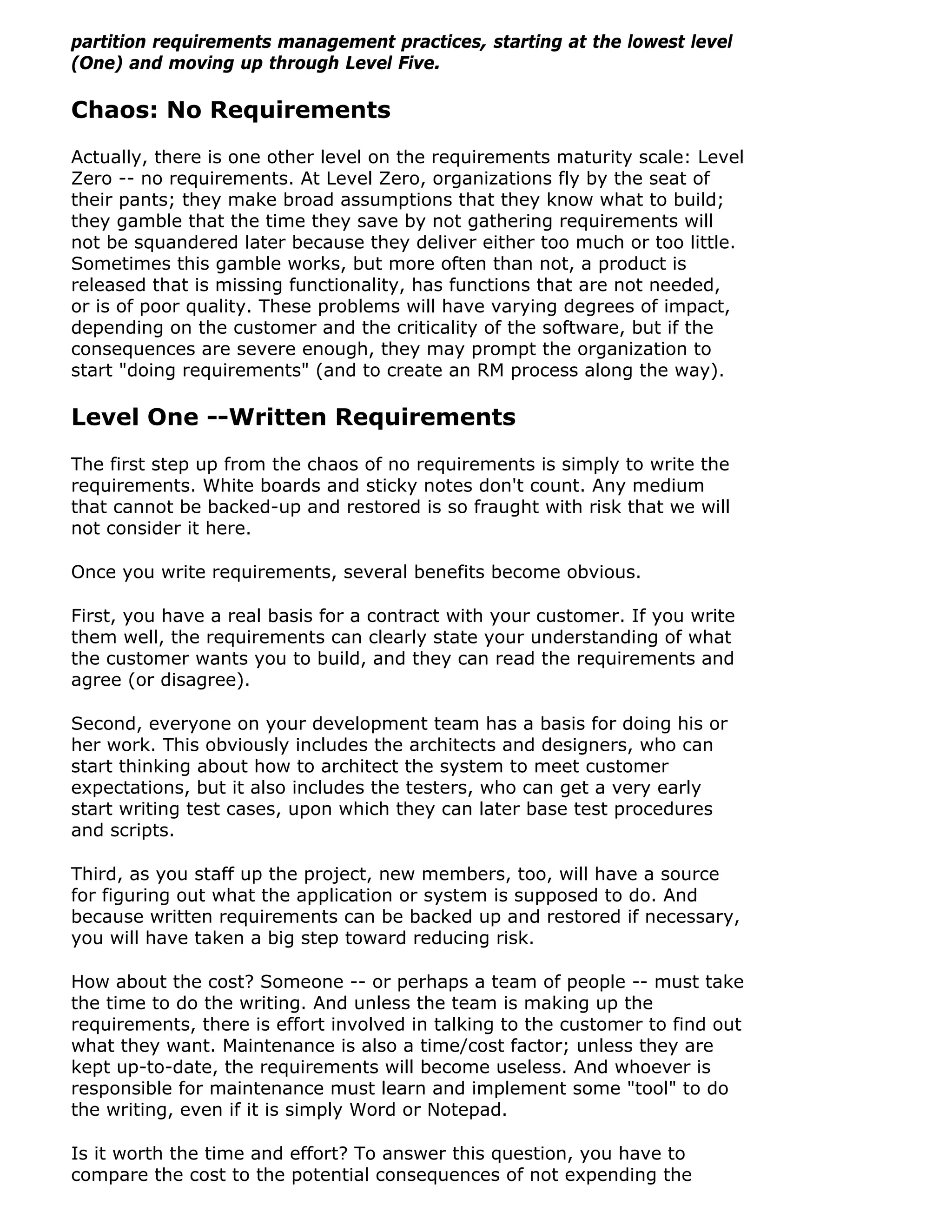 The Five Levels of Requirements Management Maturity | PDF