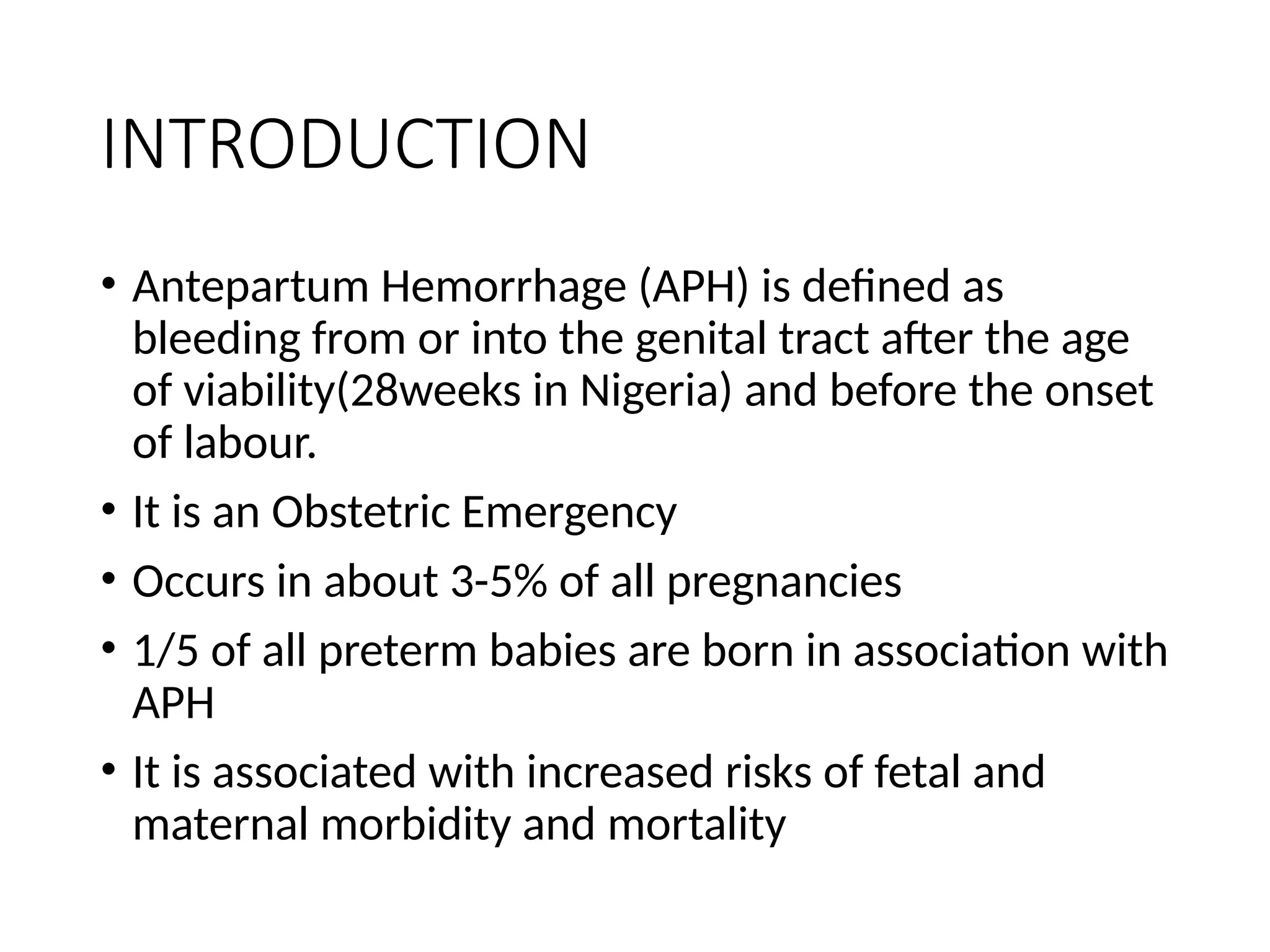 MANAGEMENT OF ANTEPARTUM HEMORRHAGE IN OBSTETRICS AND GYNECOLOGY | PPTX
