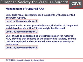 Management of aaa clinical practice guidelines of the esvs | PPT