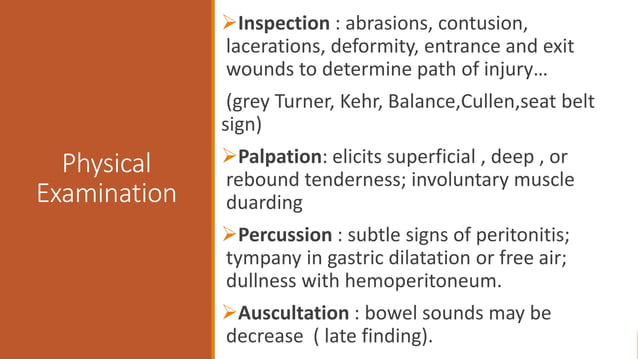 Management of abdominal trauma | PPTX | First Aid | Injuries