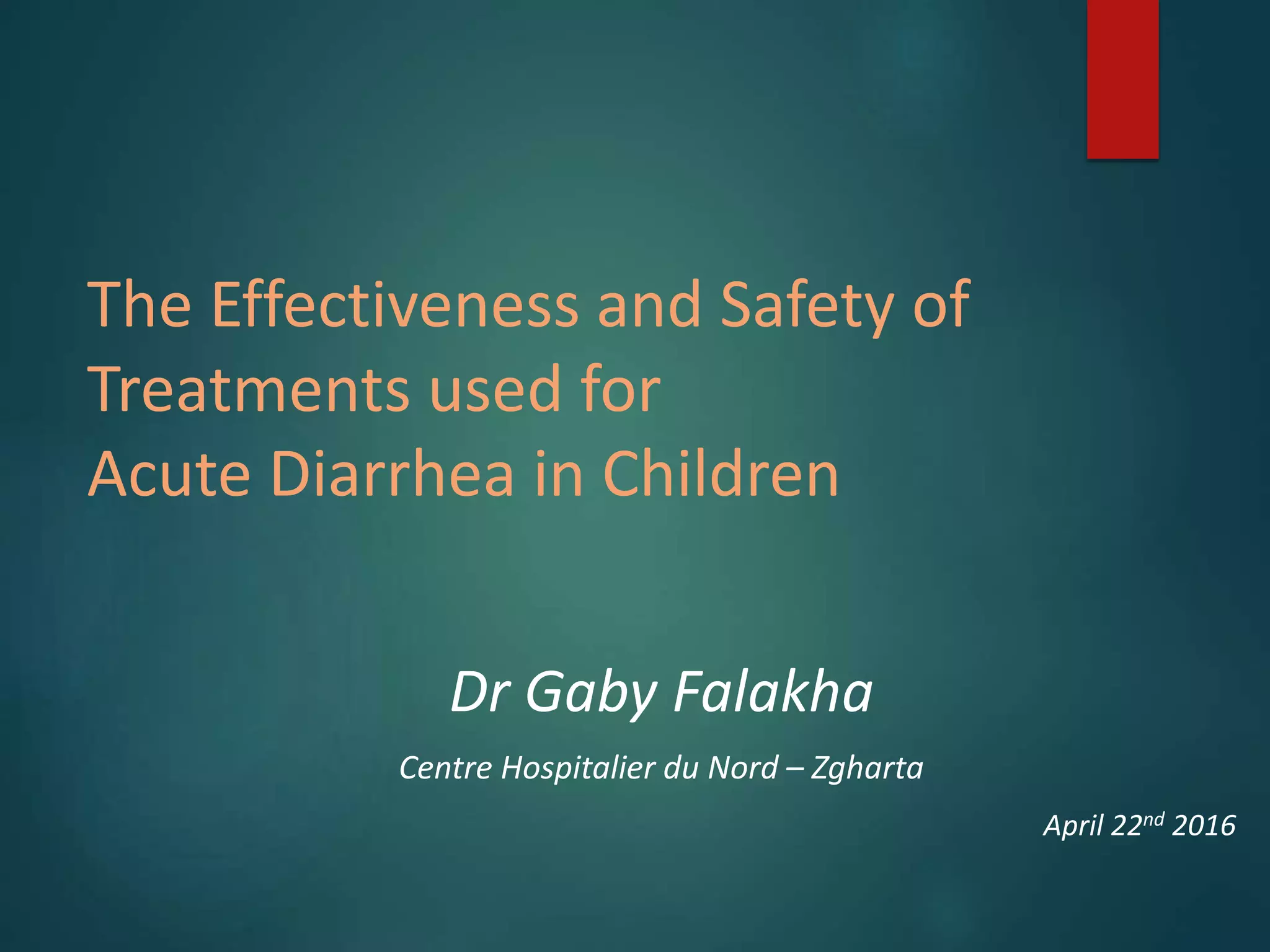 Management of acute diarrhea in children | PPTX