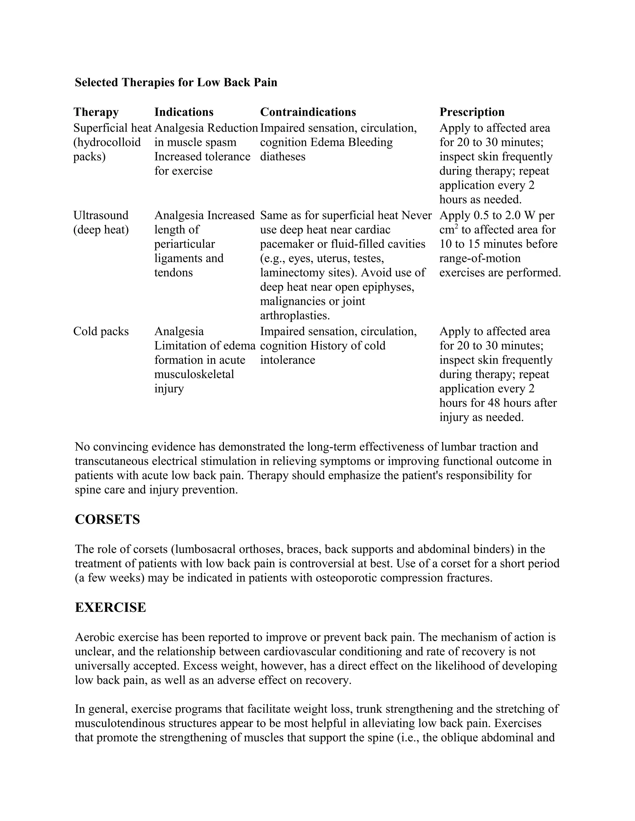 Management of acute low back pain | DOC