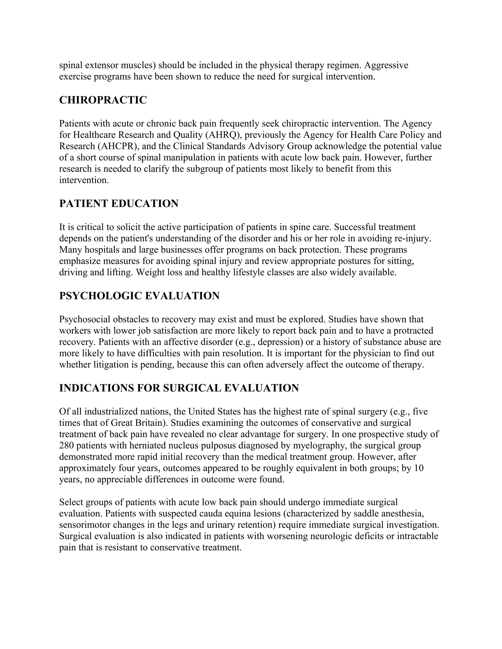 Management of acute low back pain | DOC