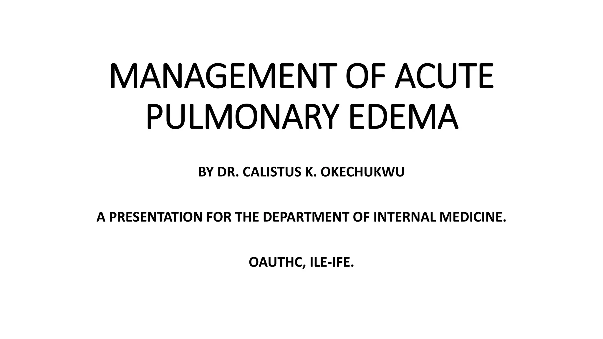 Management of acute pulmonary edema | PDF