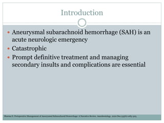 The Principles of Aneurysmal Subarachnoid Hemmorhage Management | PPTX