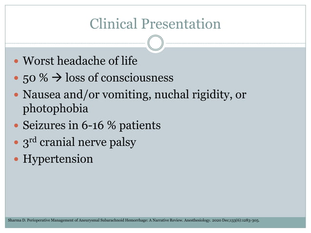 The Principles of Aneurysmal Subarachnoid Hemmorhage Management | PPT