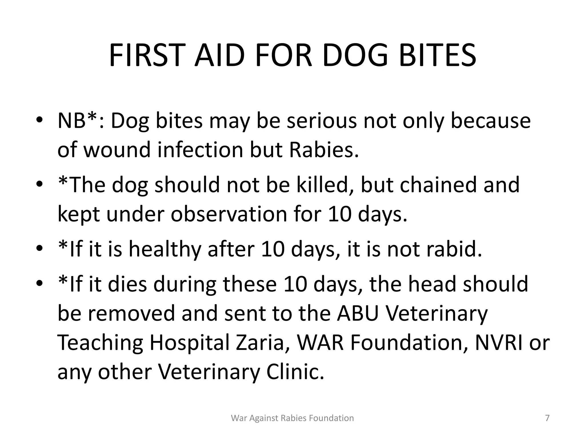 Management of animal bite victims and rabies prophylaxis | PPT