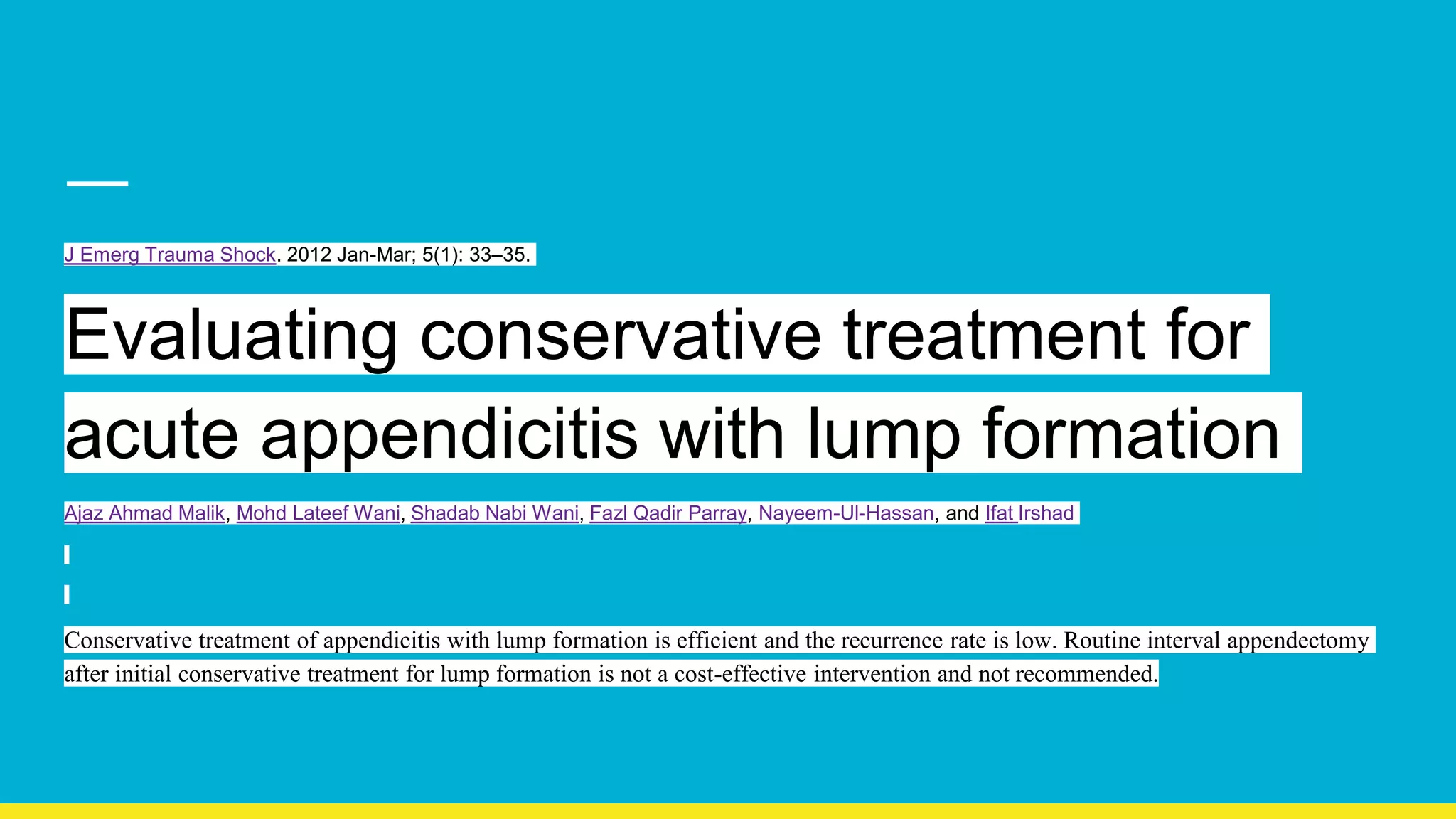 Management of Appendicular Lump | PPTX