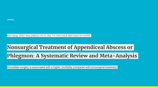 Management of Appendicular Lump | PPTX
