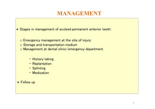 MANAGEMENT OF AVULSED TEETH-converted.pptx