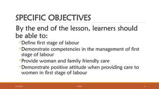 MANAGEMENT OF A WOMAN IN FIRST STAGE OF LABOUR EDITED 2025.pptx