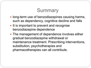 Management of Benzodiazepine Misuse and Dependence.pptx | Physical ...
