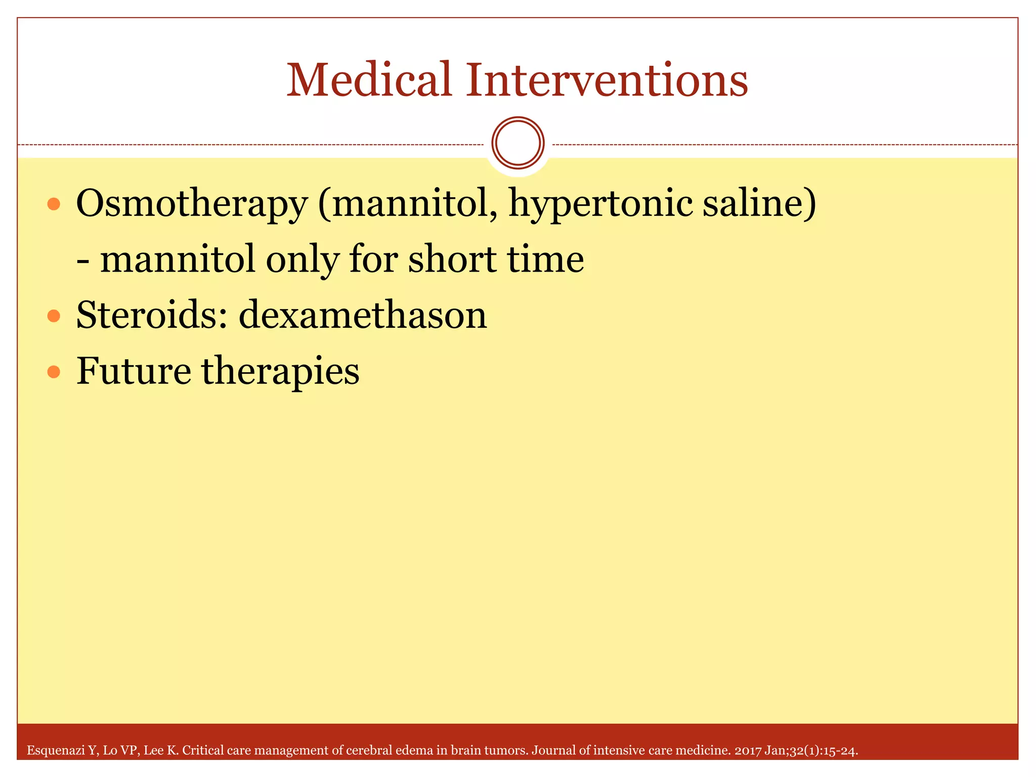 Management of Cerebral Edema in Brain Tumors | PPTX