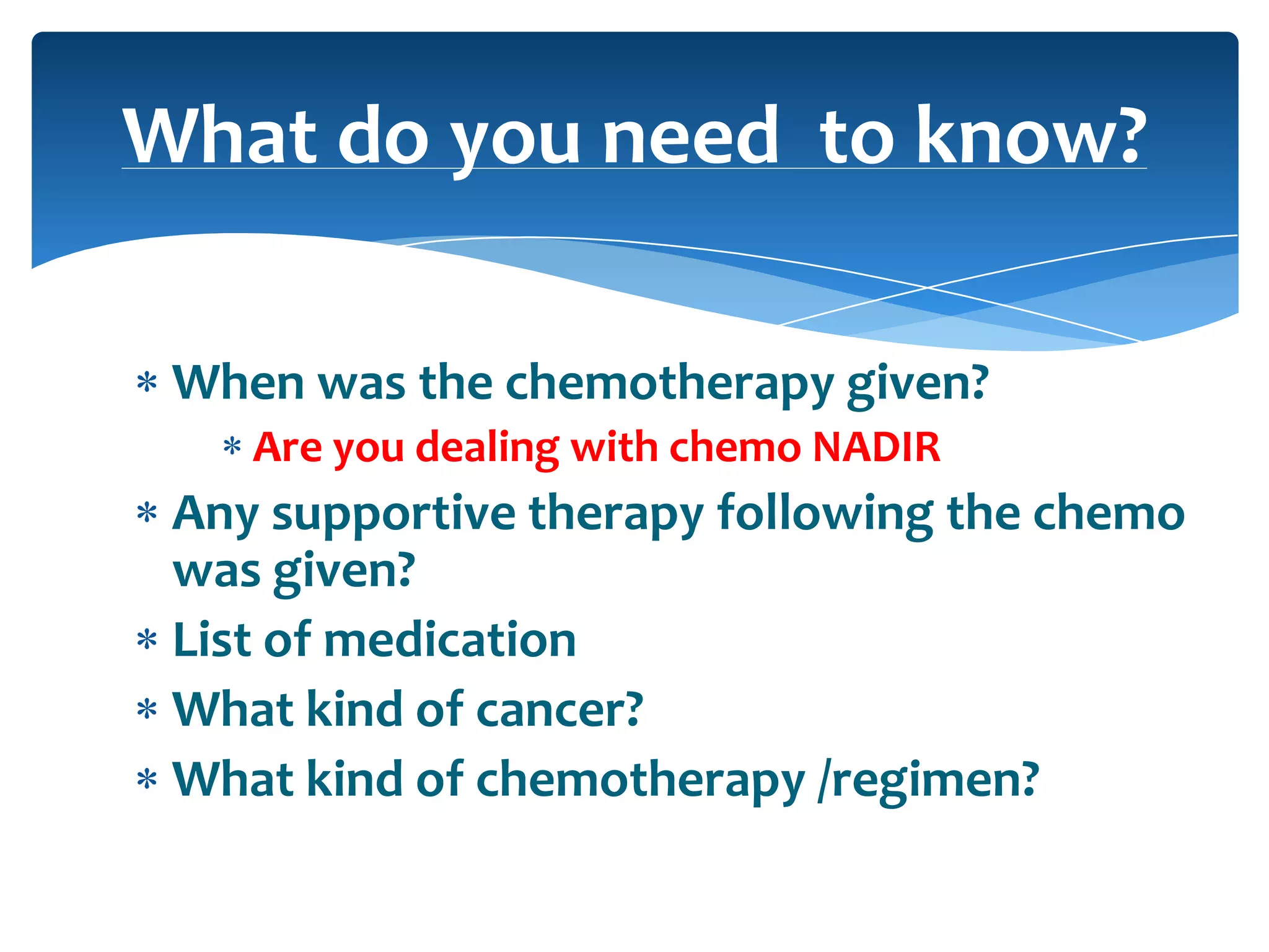 Management of chemotherapy complications | PPTX