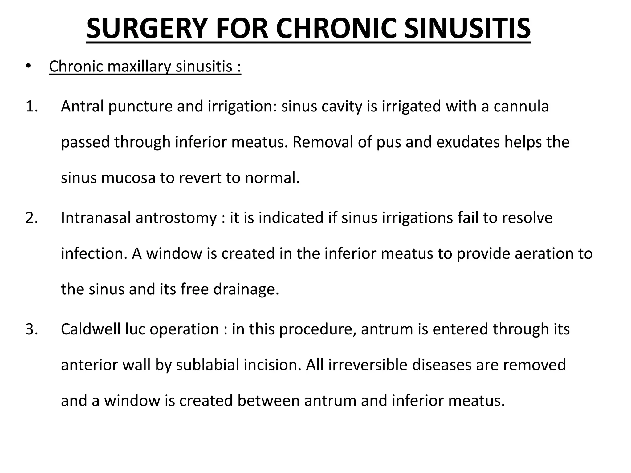 MANAGEMENT OF CHRONIC SINUSITIS.pptx | Ear, Nose and Throat Conditions ...