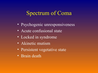 Management of coma and altered sensorium 19.4.01