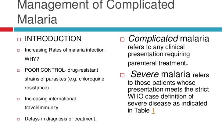 Management of complicated malaria