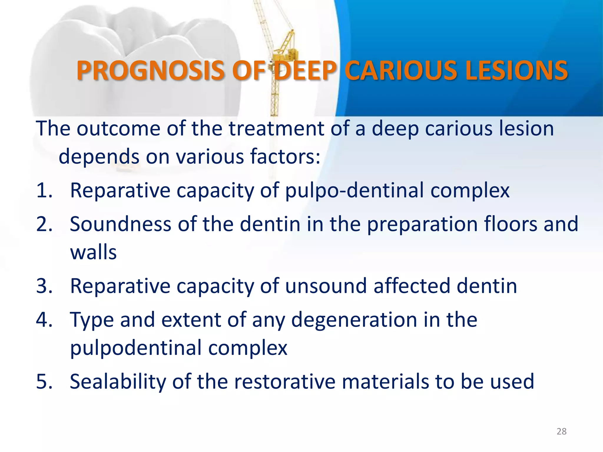 Management of deep carious lesions | PPTX