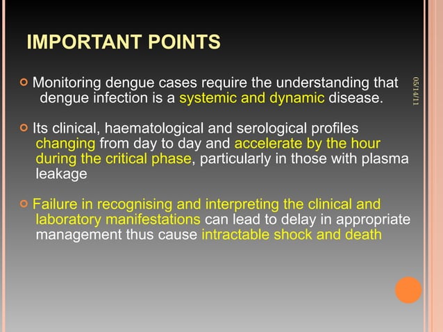 Management of dengue patient | PPT | First Aid | Injuries