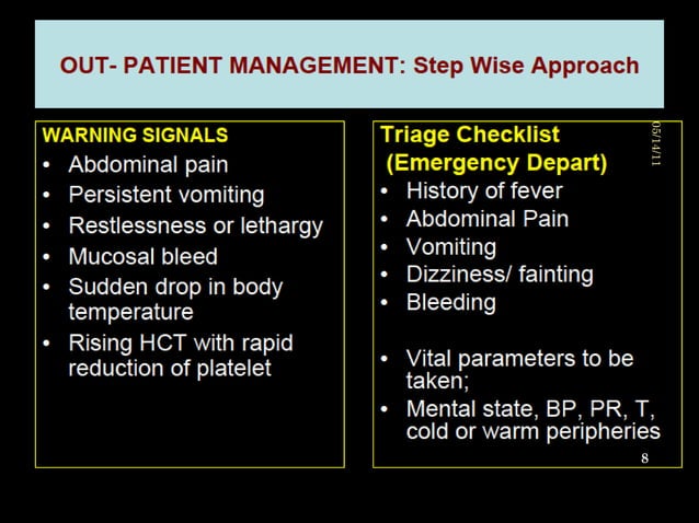 Management of dengue patient | PPT | First Aid | Injuries