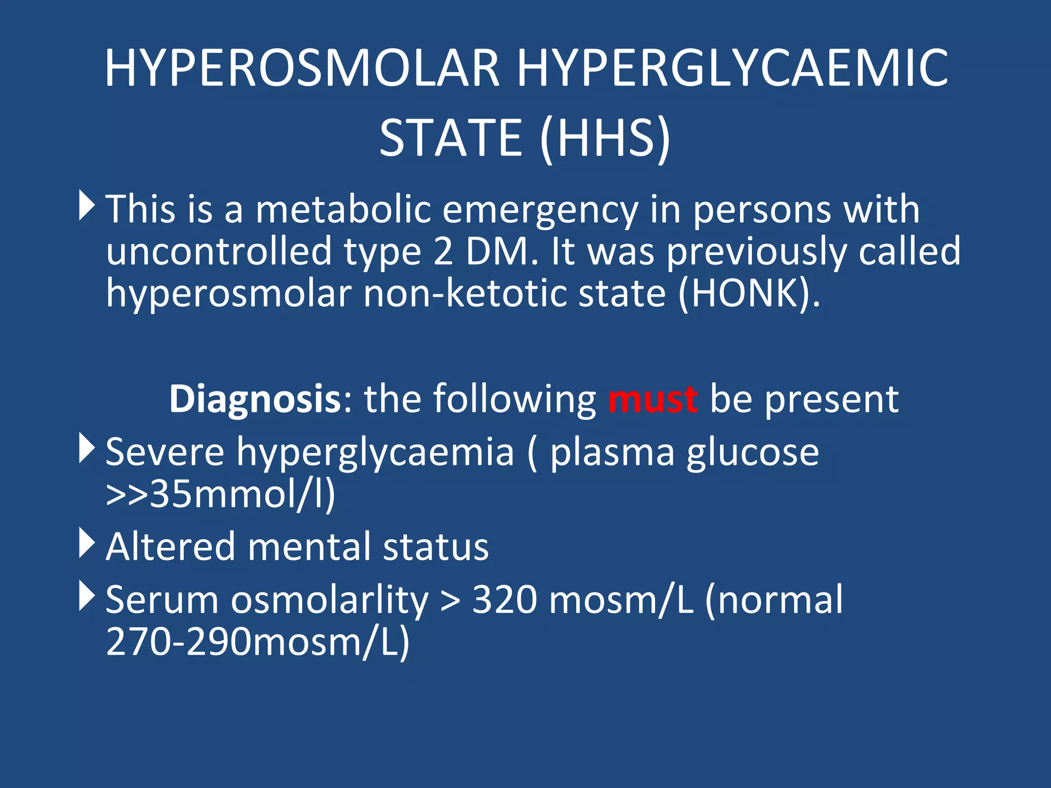 Management of diabetes emergencies'' | PPT