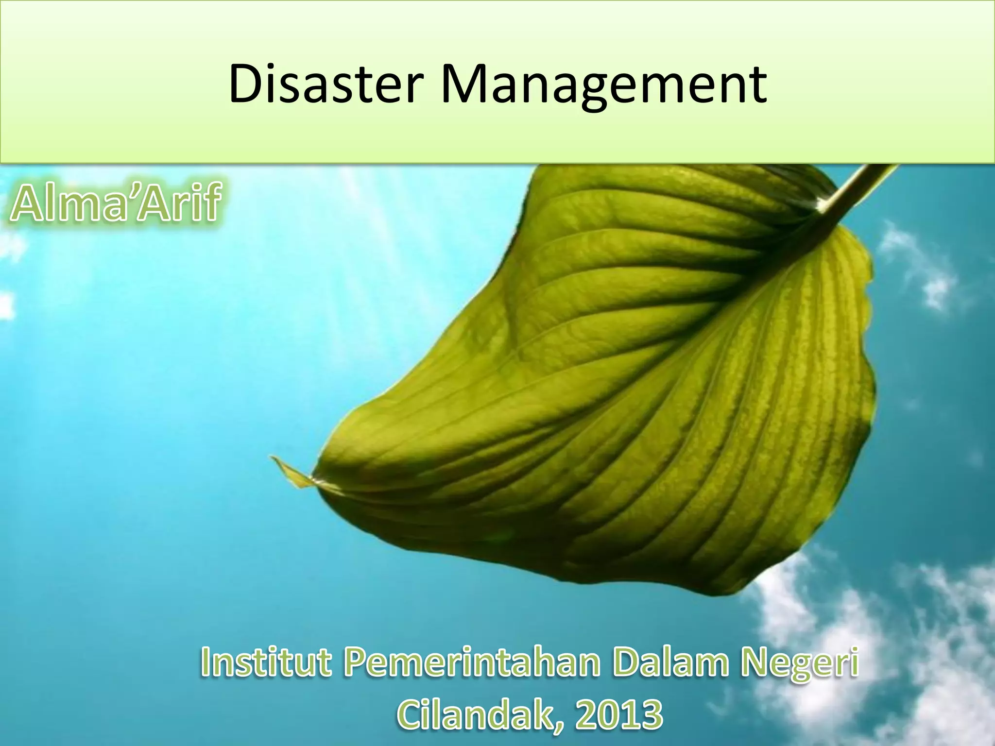 Management of disaster | PDF