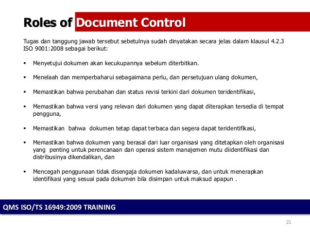 Tugas Dan Tanggung Jawab Document Control - Kumpulan Kunci