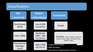 Management of enterocutaneous fistula | PPTX