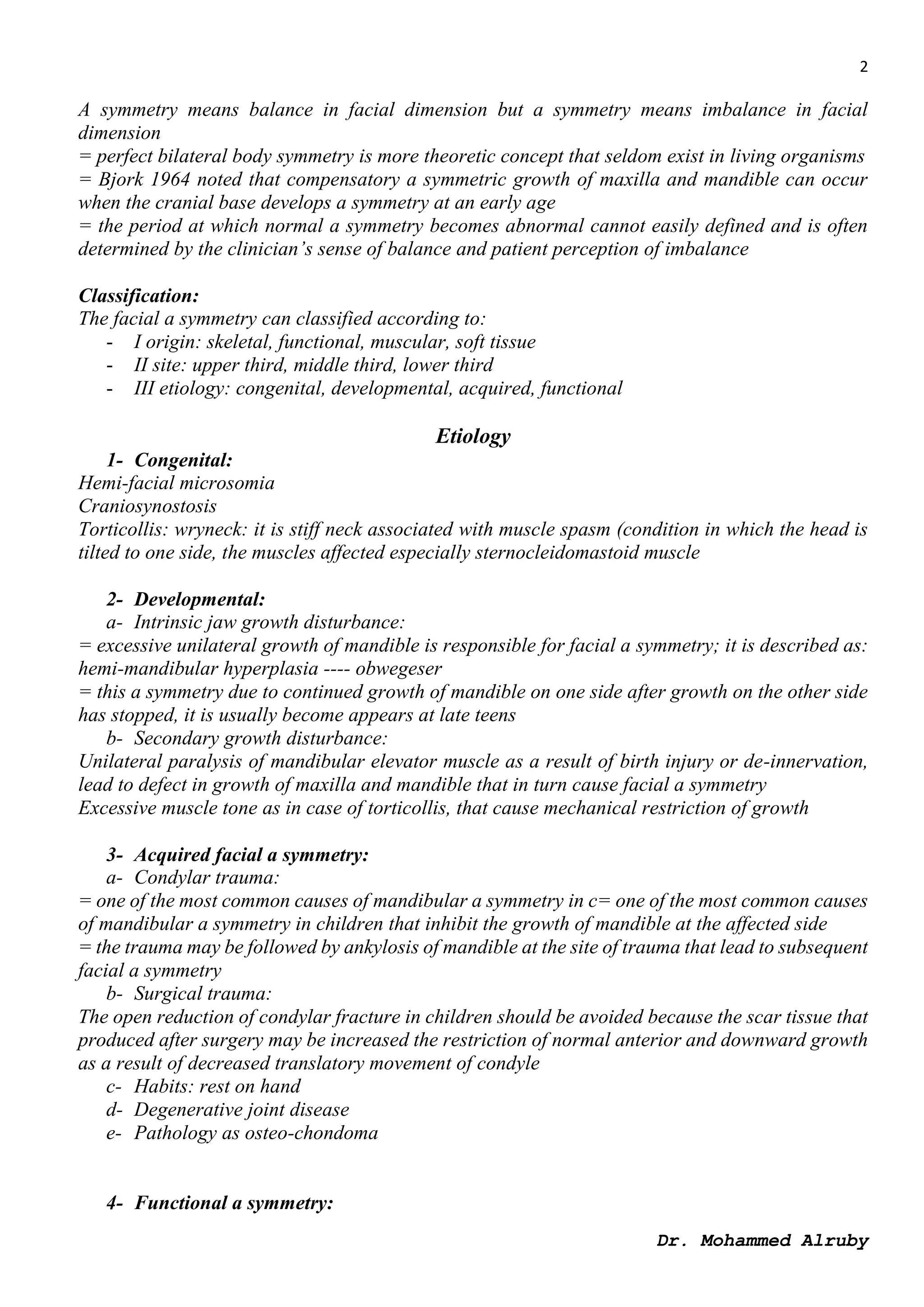 management of facial a symmetry.docx