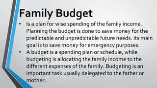 Management of Family Resources - Grade 6 | PPTX