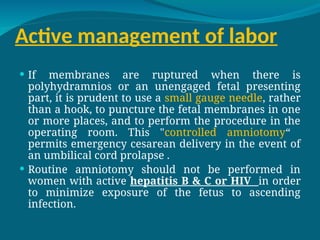 MANAGEMENT of first stage of LABOUR ppt | PPT