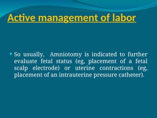 MANAGEMENT of first stage of LABOUR ppt | PPT