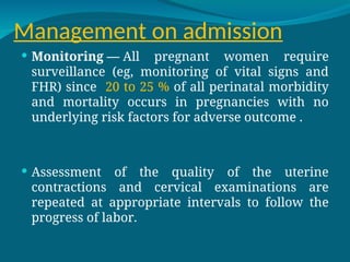 MANAGEMENT of first stage of LABOUR ppt | PPT