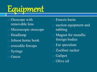 Management of foreign body in ear | PPTX