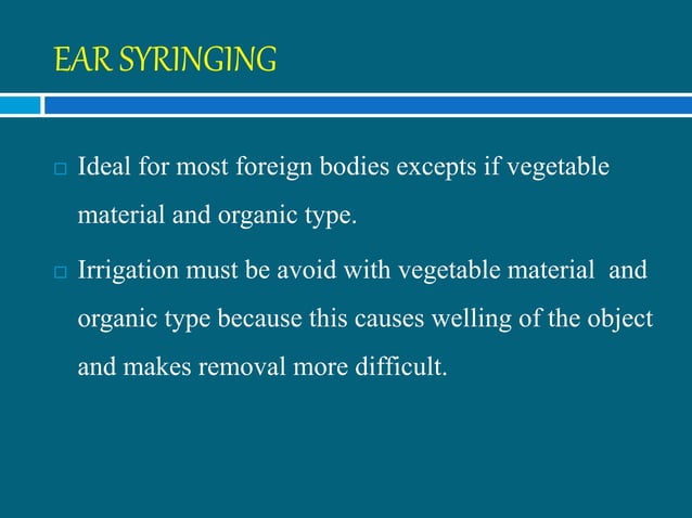 Management of foreign body in ear | PPTX